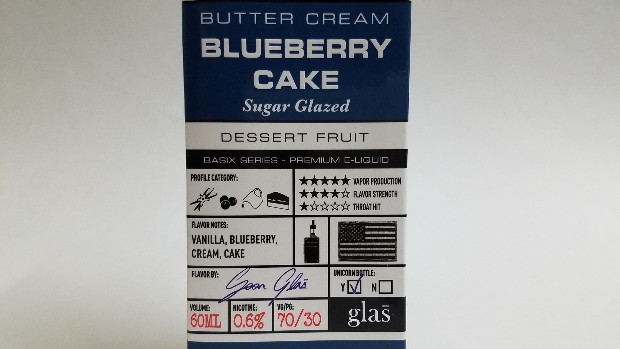 Review of Blueberry Cake from Glas Vapor Basix Series - VapePassion.com